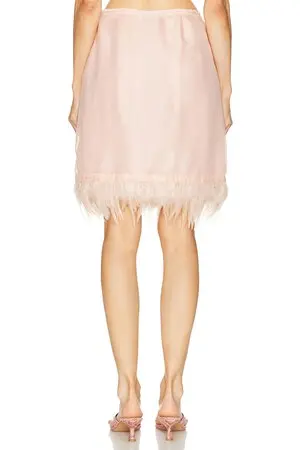Staud Feather Trimmed Silk Midi Skirt - Sandrose