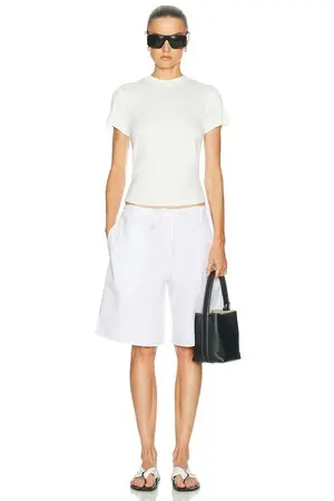 THE PARK Willa High Neck 90's Tee - Blanc