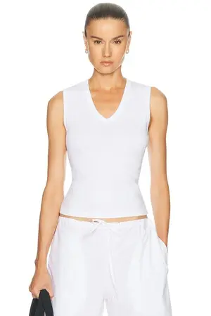 LESET Sleeveless V-neck Tank Top - White