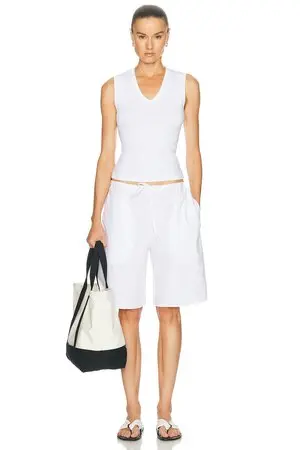 LESET Sleeveless V-neck Tank Top - White
