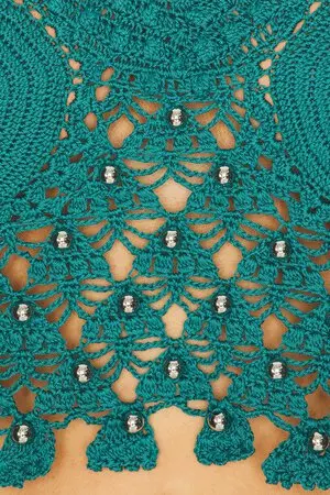 Rabanne Crochet Sleeveless Top - Green