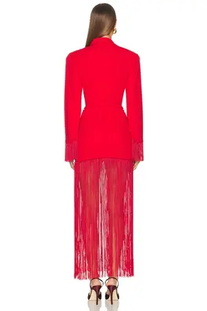 ROWEN ROSE Long Sleeve Polo Maxi Dress - Red