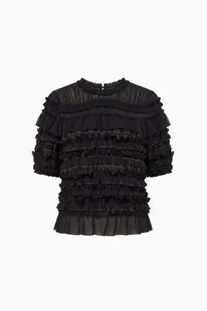 Ulla Johnson Mabel Short Sleeve Silk Top