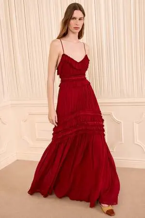 Ulla Johnson Dorothea Sleeveless Silk Gown - Cerise