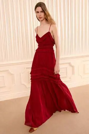 Ulla Johnson Dorothea Sleeveless Silk Gown - Cerise