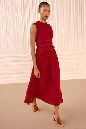 Ulla Johnson Etta Sleeveless Silk Dress - Cerise