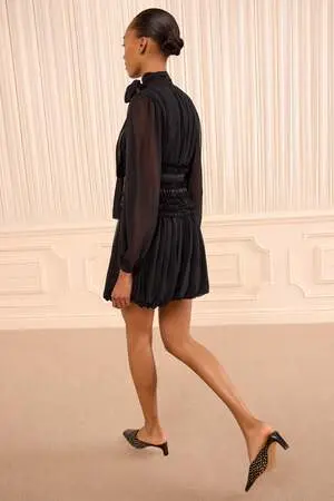Ulla Johnson Celestine Long Sleeve Silk Dress - Noir
