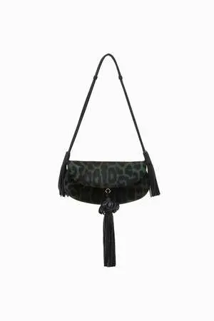 Ulla Johnson Paloma Bag In Leopard Haircalf With Tassels - Emerald Leopard