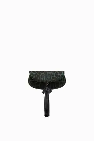 Ulla Johnson Paloma Bag In Leopard Haircalf With Tassels - Emerald Leopard