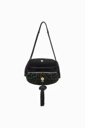 Ulla Johnson Paloma Bag In Leopard Haircalf With Tassels - Emerald Leopard