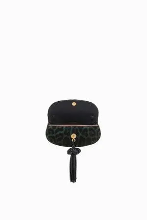 Ulla Johnson Paloma Bag In Leopard Haircalf With Tassels - Emerald Leopard