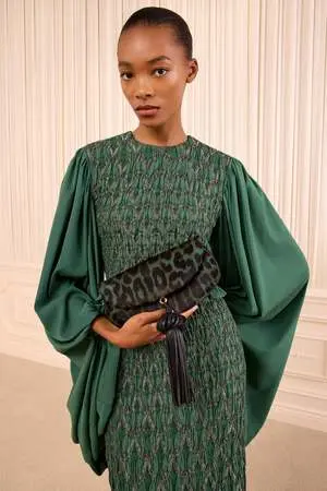 Ulla Johnson Paloma Bag In Leopard Haircalf With Tassels - Emerald Leopard