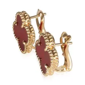 Van Cleef & Arpels Yellow Gold Carnelian Vintage Earrings