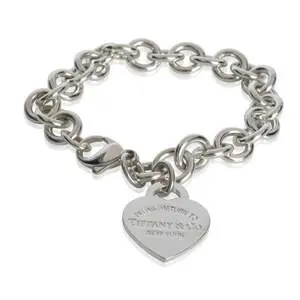 TIFFANY & CO. Tiffany & Co. Sterling Silver Return To Tiffany Heart Charm Link Bracelet