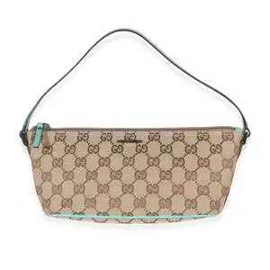Gucci Beige Gg Monogram Canvas Boat Pochette - Tan