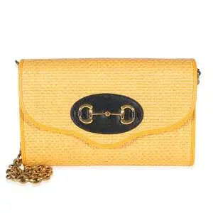 GUCCI Gucci Raffia Horsebit 1955 Small Shoulder Bag