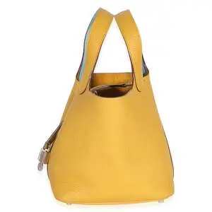 Hermès Picotin Lock 18 Pm Bag In Clemence Leather With Silver-tone Hardware - Yellow