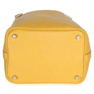 Hermès Picotin Lock 18 Pm Bag In Clemence Leather With Silver-tone Hardware - Yellow