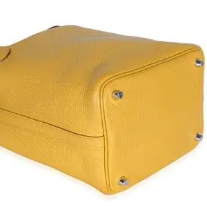 Hermès Picotin Lock 18 Pm Bag In Clemence Leather With Silver-tone Hardware - Yellow