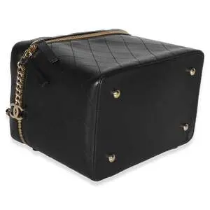 Chanel Quilted Lambskin Vanity Case With Top Handle And Chain Strap