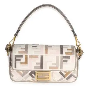 Fendi Ff Embroidered Canvas Baguette Bag - Multicolor