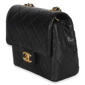 Chanel Quilted Goatskin Square Flap Bag - Black