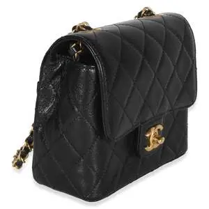 Chanel Quilted Goatskin Square Flap Bag - Black