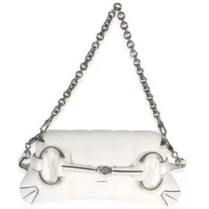 Gucci Nappa Vertical Matelassé Horsebit Chain Shoulder Bag - White