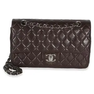 Chanel Chocolate Quilted Lambskin Classic Double Flap Shoulder Bag - Brown