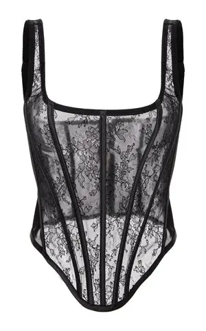 AURELIANA Victoria Chantilly Lace Bustier Top - Black