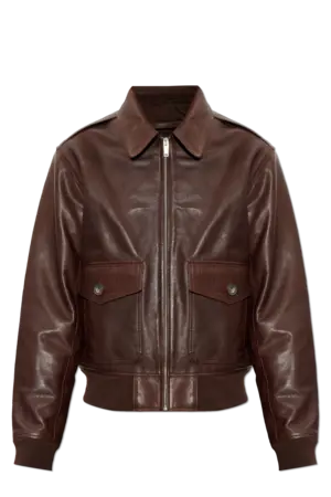A.p.c. Leather Bomber Jacket - Brown