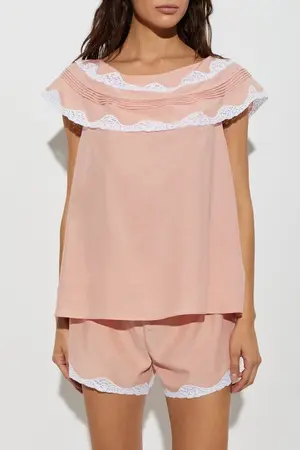 Posse Tabitha" Top In Tencel With Ruffle Detail - Pink