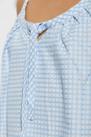 Posse Lila Cotton Gingham Top With Tie Detail