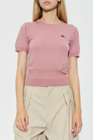 VIVIENNE WESTWOOD Bea' Fine Wool Short Sleeve Sweater - Pink