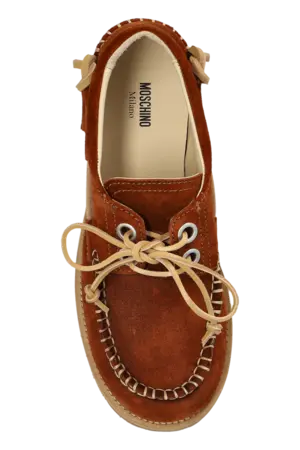 Moschino Suede Lace-up Flats