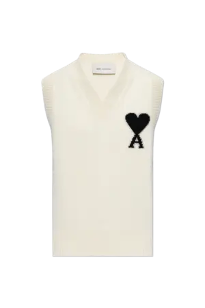 AMI Paris Wool Vest - White