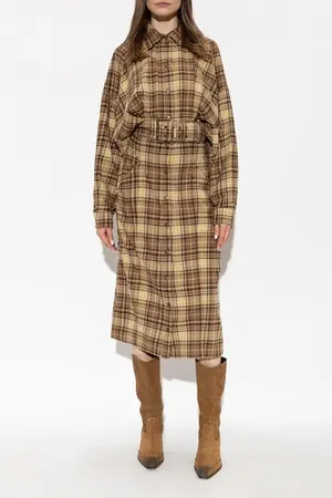 DIESEL® D-edalus Midi Shirt Dress With Belt In Check