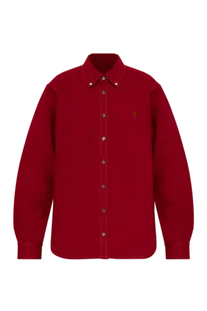 AMI Paris Denim Shirt - Red
