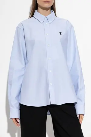 AMI Paris Cotton Shirt With Embroidered Logo
