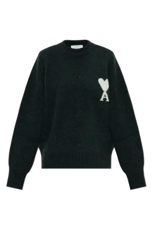 AMI Paris Sweater With Logo - Green