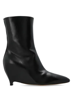 MAISON MARGIELA Leather Wedge Ankle Boots - Black
