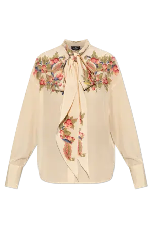 Etro Silk Shirt With Floral Motif - Beige
