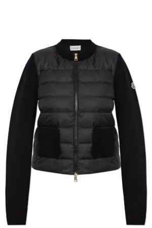 Moncler Cardigan With Quilted Front - Black
