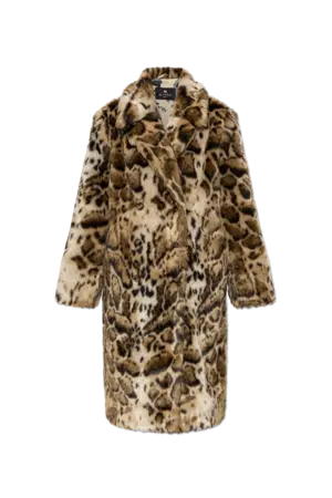 Etro Faux Fur Leopard Print Coat - Brown