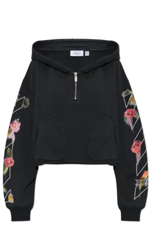 Off-White Cropped Sweatshirt With Logo - Black