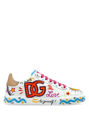 Dolce & Gabbana Leather Sports Shoes With Logo - Multicolour