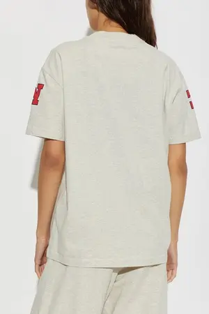 Off-White Cropped Cotton T-shirt With Floral Logo