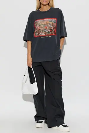 Off-White Cotton Oversized T-shirt With Floral Print