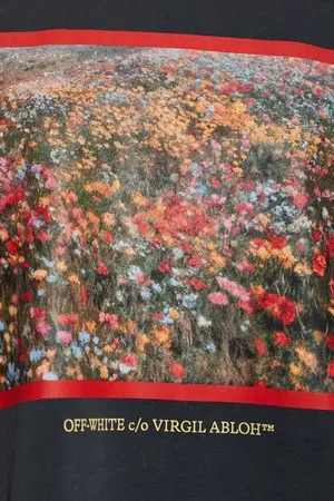 Off-White Cotton Oversized T-shirt With Floral Print