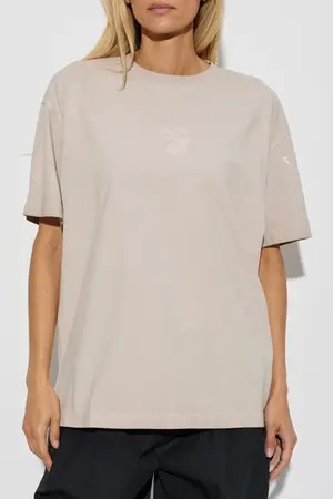 Off-White Loose-fit Cotton T-shirt With Tonal Logo - Cream